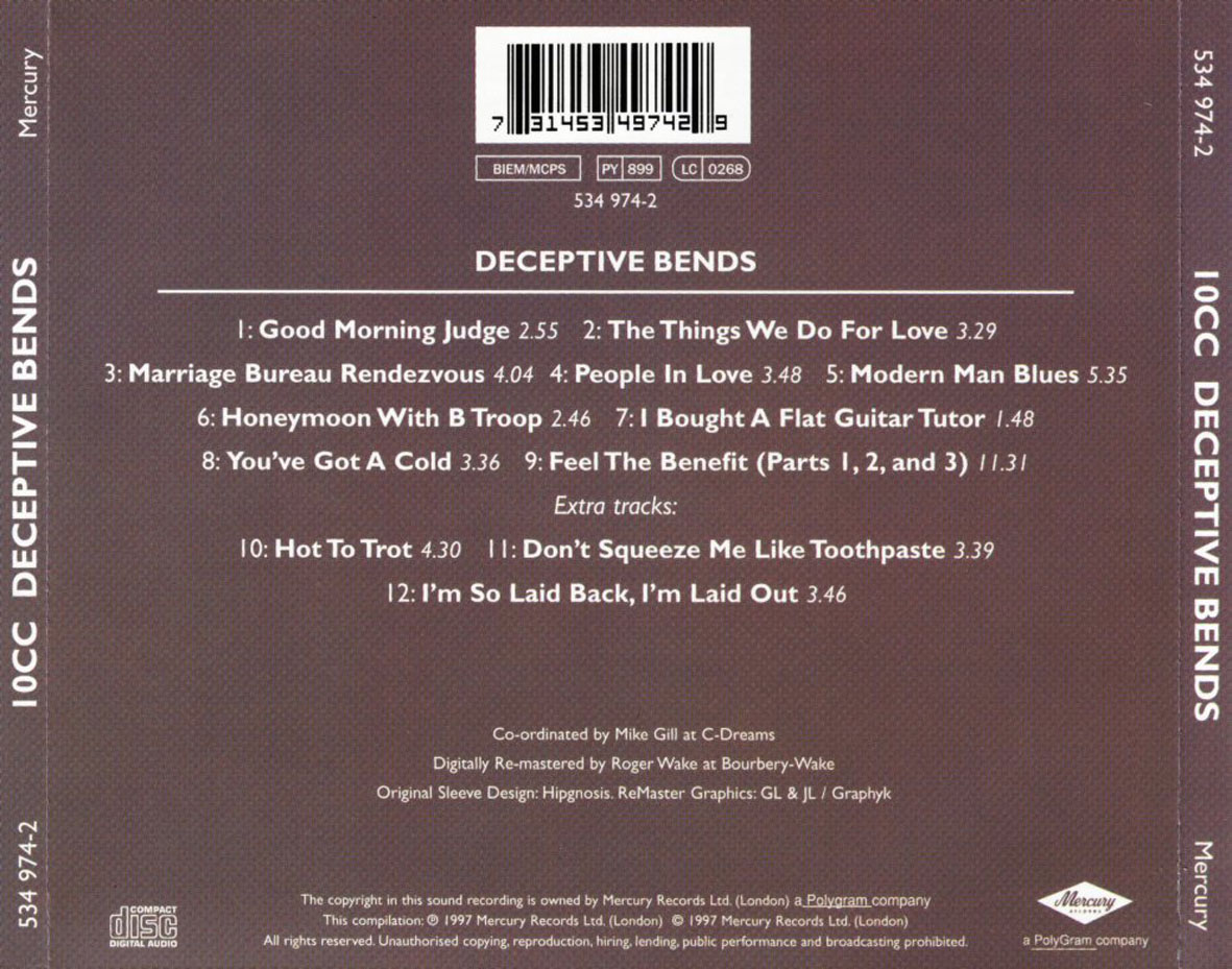 10cc Deceptive Bends (1997) : Back | CD Covers | Cover Century | Over 1 ...